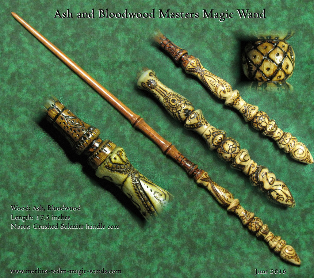 Ash, Bloodwood, and Selenite Wood-burned Wand – Merlin's Realm